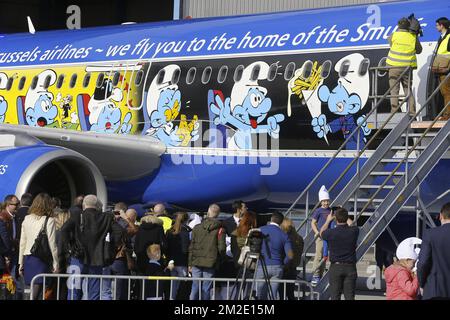 illustartion picture shows the presentation of the Smurfs (Smurfen ...