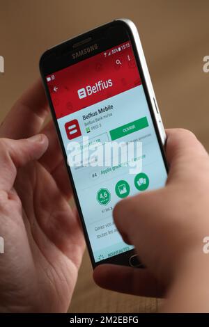 Illustration picture shows the installation of the mobile phone app of ...