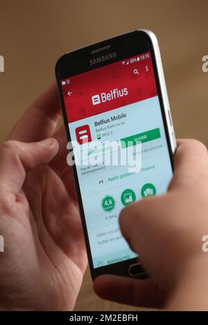 Illustration picture shows the installation of the mobile phone app of ...