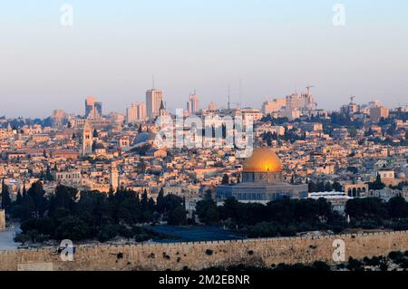 Early morning views of Jerusalem from the Mount of Olives in East ...
