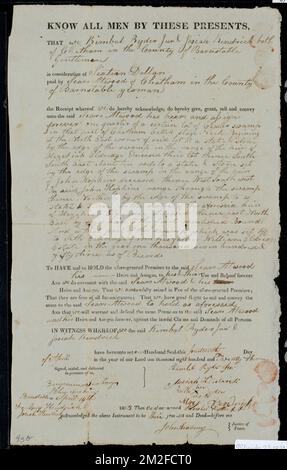 Deed of property in Chatham sold to Isaac Hardy of Chatham by Thomas ...