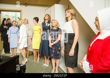Turkish First Lady Emine Erdogan, meets nursing home residents during a ...
