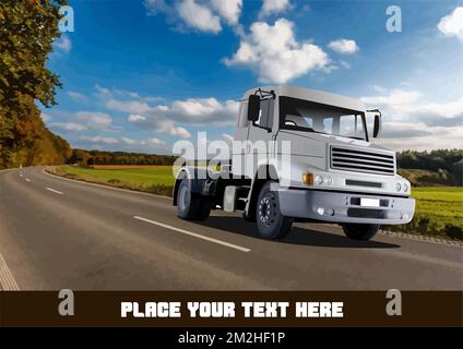 Gray truck on the road. Vector 3d illustration Stock Vector Image & Art ...