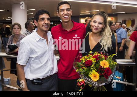 Belgian Jonathan Sacoor pictured at the arrival of the Belgian athletes ...