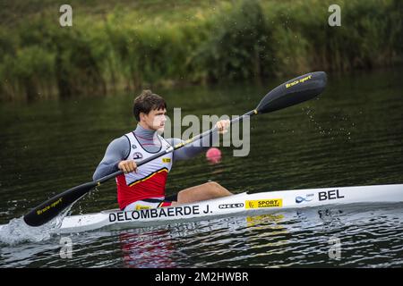 Belgian kayaker Jonathan Delombaerde pictured in action at a photoshoot ...