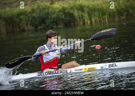 Belgian kayaker Jonathan Delombaerde pictured in action at a photoshoot ...