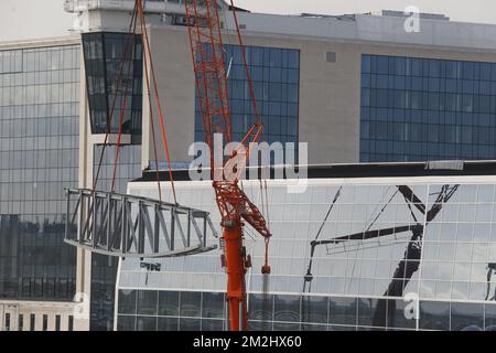 Illustration picture shows renovation works on the Sky Hall at Brussels ...