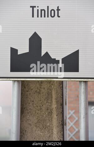 Illustration shows the name of the Tinlot municipality on a road sign ...