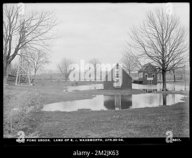 Distribution Department, Spot Pond Brook, flooded area north of Rubber ...