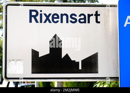 Illustration shows the name of the Rixensart municipality on a road ...