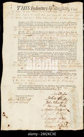Document of indenture: Servant: Henly, James. Master: Lothrop, Isaac ...