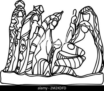 Black Mono Color Illustration for Merry Christmas and Happy New Year ...