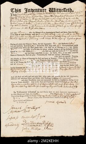 Document of indenture: Servant: Jones, Mary. Master: Morgan, Robert ...