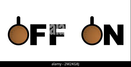 Cartoon coffee power turn on or power off. Coffee or tea break ...