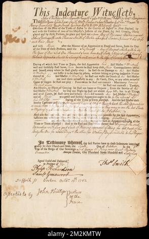 Document of indenture: Servant: Smith, Thomas and Mary. Master: Smith ...
