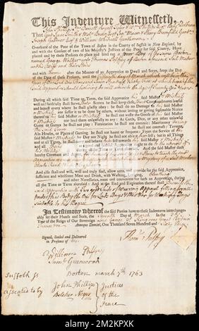 Document of indenture: Servant: Walker, George. Master: Wendell, Isaac ...