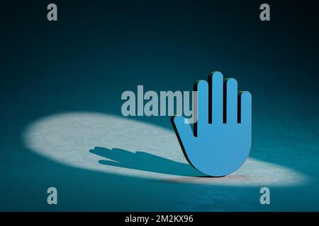 Beautiful abstract illustrations Blue Left Hand symbol icons on a wall ...