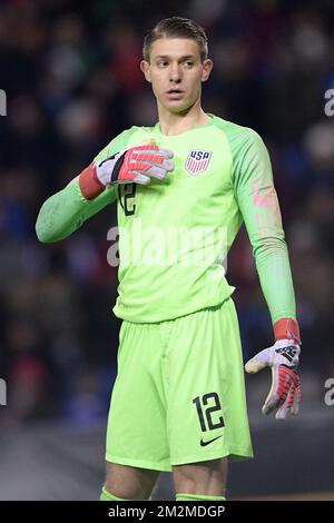 Goalkeeper Ethan Horvath of the United States runs past balls during an ...