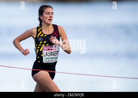 Belgian Nina Lauwaert pictured in action during the senior women race ...