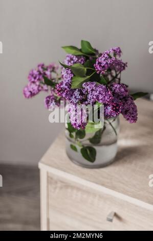 Bouquet of Lilacs in a Glass Vase isolated on white. Branch with Lilac ...