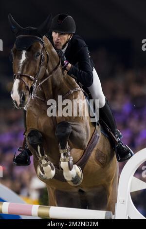 Kevin Staut pictured in action during the FEI World Cup Jumping ...
