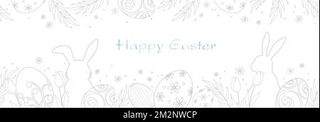 Happy Easter Vector Seamless Greeting Card Template With Text Space ...