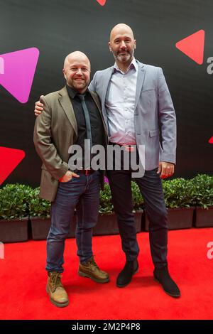 Sven De Ridder and an unidentified friend pictured on the red carpet ...