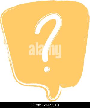 yellow speech bubble hand draw cartoon message box with question mark ...
