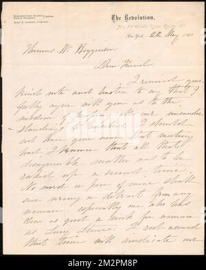 Lucy Stone autograph letter signed to Thomas Wentworth Higginson, 3 ...