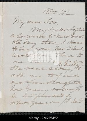Sophia Peabody Hawthorne autograph letter signed to Mary [Elizabeth ...