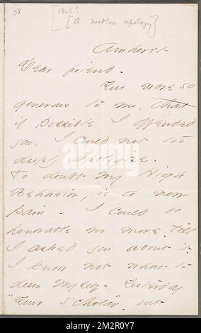 Emily Dickinson, Amherst, Mass., autograph letter to Mary Channing ...