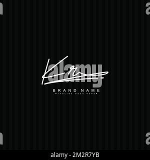 Initial Letter KR Logo - Handwritten Signature Style Logo - Simple ...