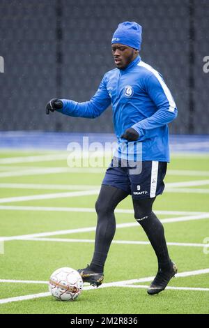 Gent's Stallone Limbombe pictured in action during a training session ...