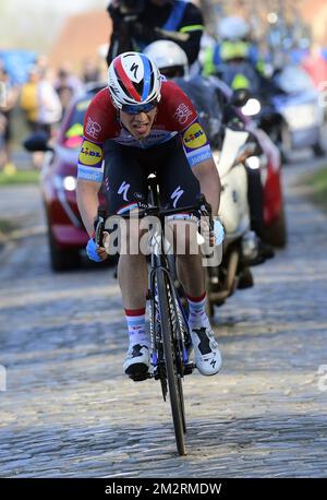 Luxembourgian Bob Jungels of Quick-Step Floors celebrates as he crosses ...