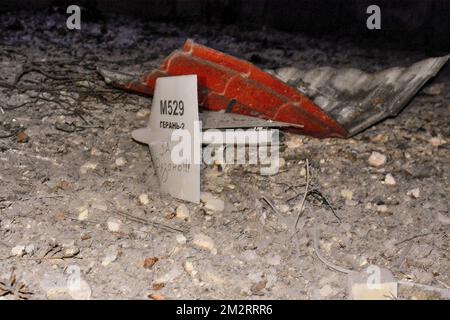 The wreckage of an Iranian drone Shahed 136 launched by Russia ...