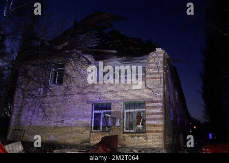 A destroyed house can be seen as a result of an Iranian drone Shahed ...