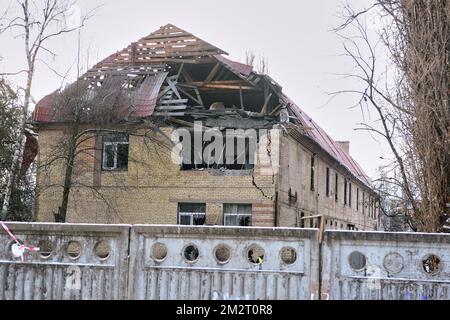 A destroyed house can be seen as a result of an Iranian drone Shahed ...