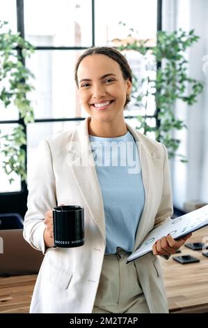 Photo of positive secretary boss recruiter system administrator ...