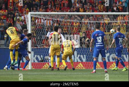 Mechelen's Mera German Caceres celebrates after scoring during a soccer ...