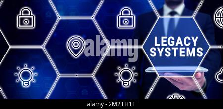 Sign displaying Legacy Systems. Business idea old method technology ...