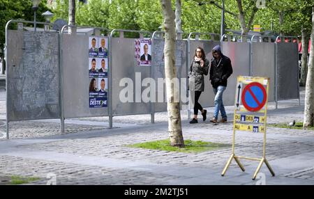Illustration shows panels for election posters in Liege, Monday 06 May ...