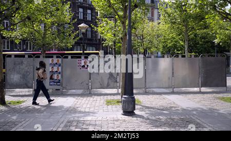 Illustration shows panels for election posters in Liege, Monday 06 May ...