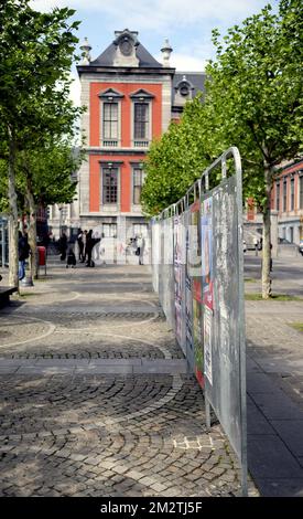 Illustration shows panels for election posters in Liege, Monday 06 May ...
