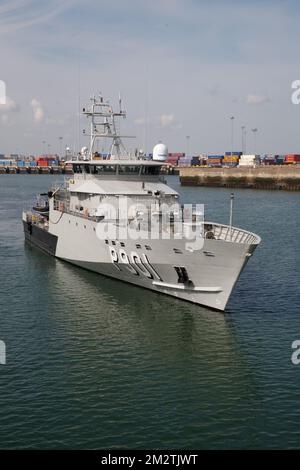 The Castor pictured during a visit to the naval base of Zeebrugge to ...