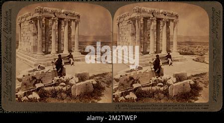 Exquisite temple of Nike on the parapet of the Acropolis and view N.W ...