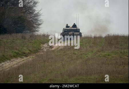 commander and gunner directing action in a British army FV4034 ...
