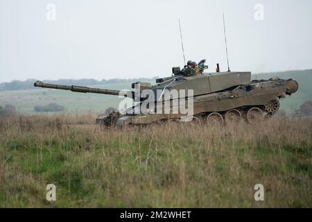commander and gunner directing action in a British army FV4034 ...