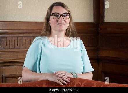 Vlaams Belang's Ellen Samyn poses during a photoshoot, Thursday 20 June ...