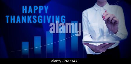 Sign displaying Happy Thanksgiving, Word for Harvest Festival National ...