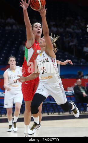 Hungary's Bernadett Hatar and Belgian Cats Julie Allemand fight for the ...